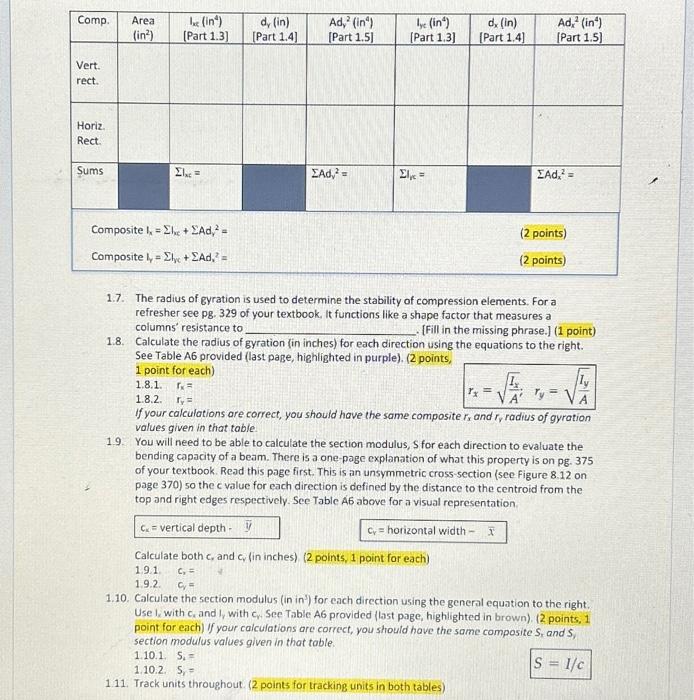 Use the table provided on the next page to fill in | Chegg.com