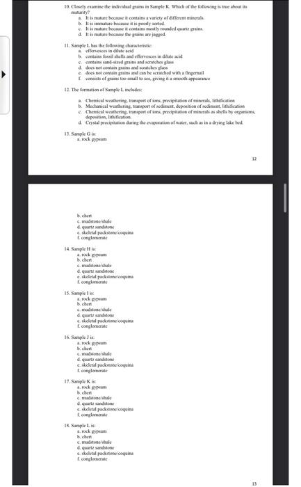 Solved Table 1. Classification of' Sedimentary | Chegg.com