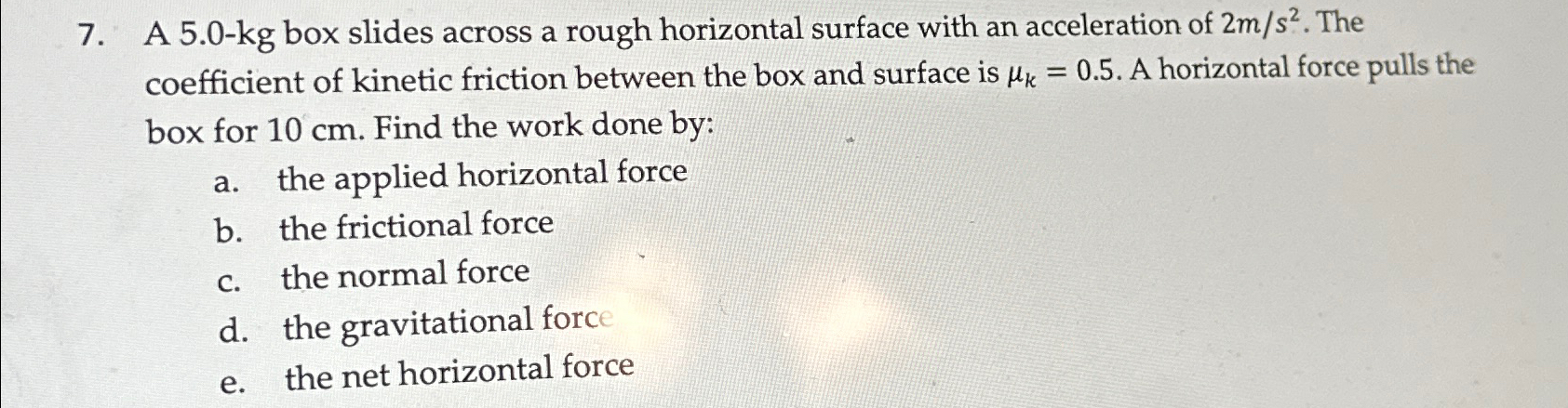 Solved A 5.0-kg ﻿box slides across a rough horizontal | Chegg.com