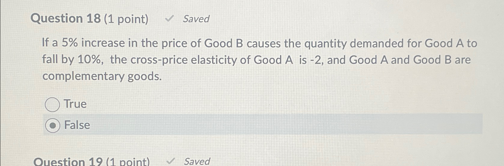 Solved Question 18 (1 ﻿point) ﻿SavedIf a 5% ﻿increase in | Chegg.com