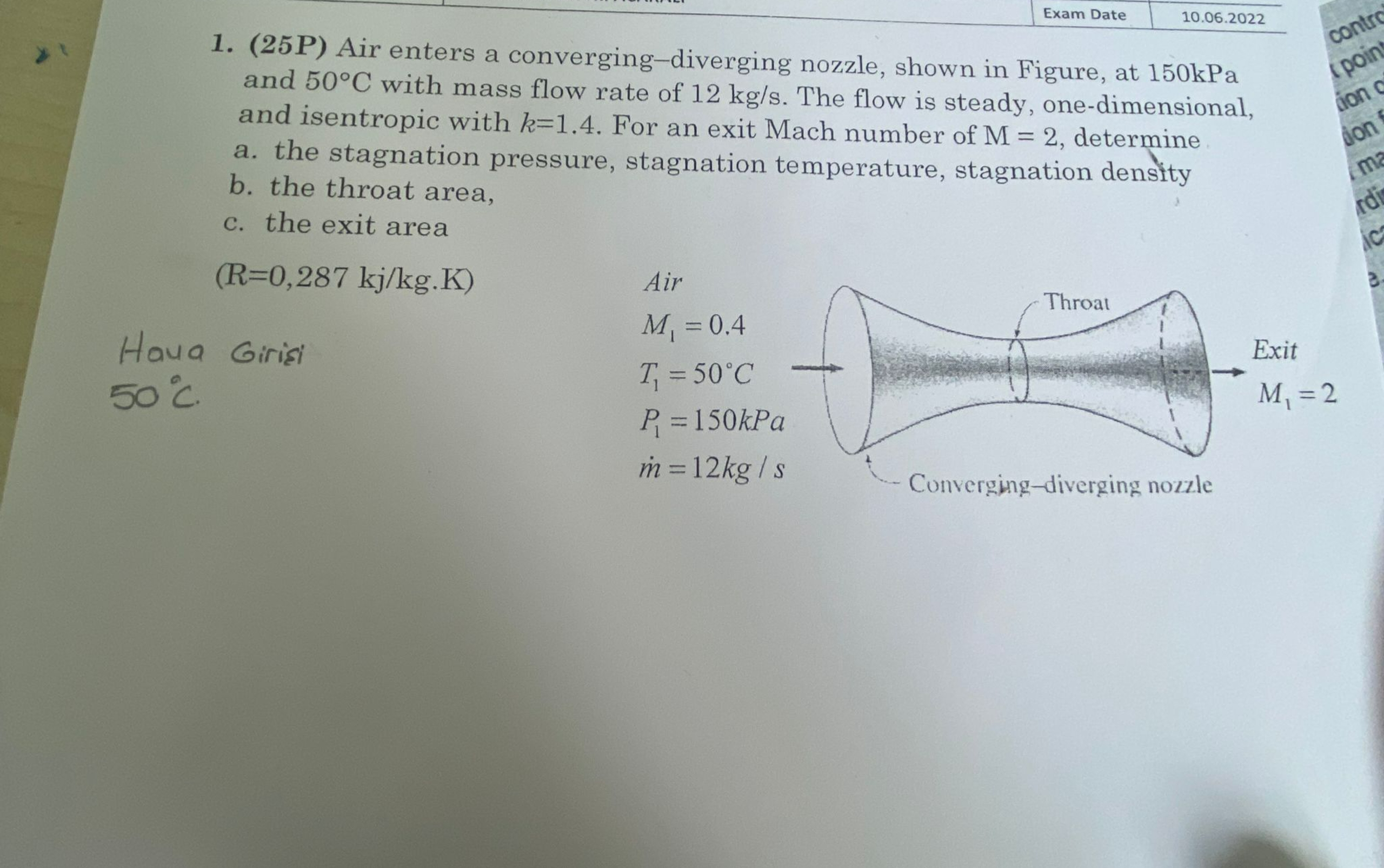 Solved (25P) ﻿Air enters a converging-diverging nozzle, | Chegg.com