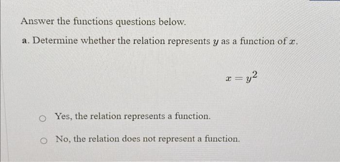 Solved Answer the functions questions below. a. Determine | Chegg.com