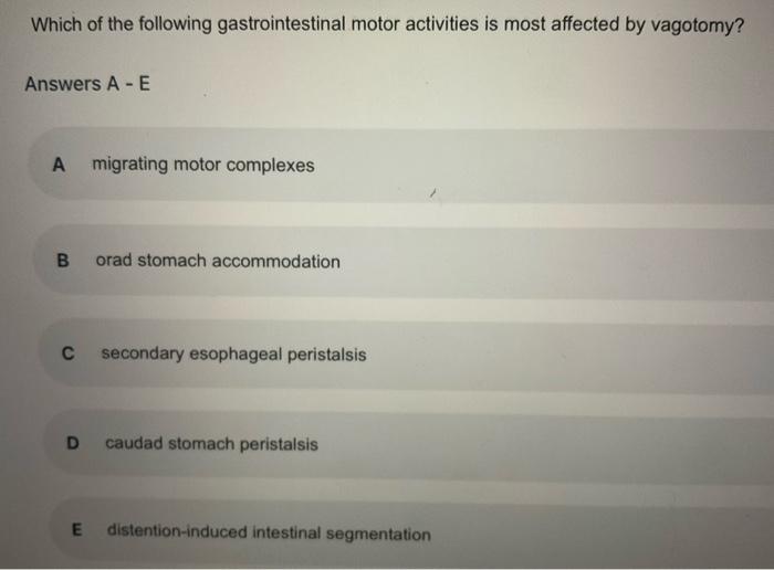 Solved Which of the following gastrointestinal motor | Chegg.com