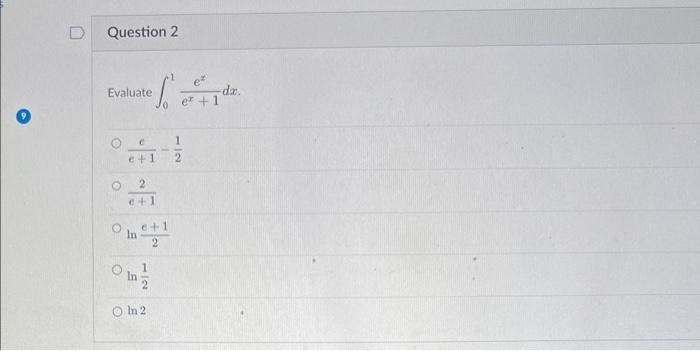 Solved luate ∫01ex+1exdx e+1e−21 e+12 ln2e+1 ln21 | Chegg.com