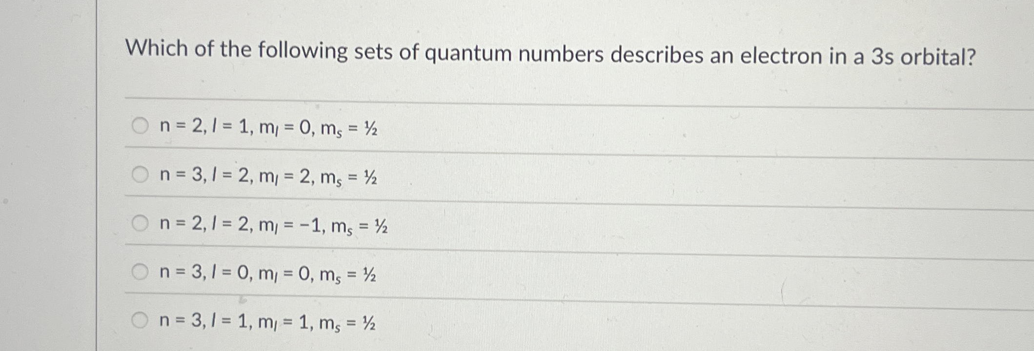 High Quality SOLUTION Which of the following sets of quantum numbers | Chegg.com