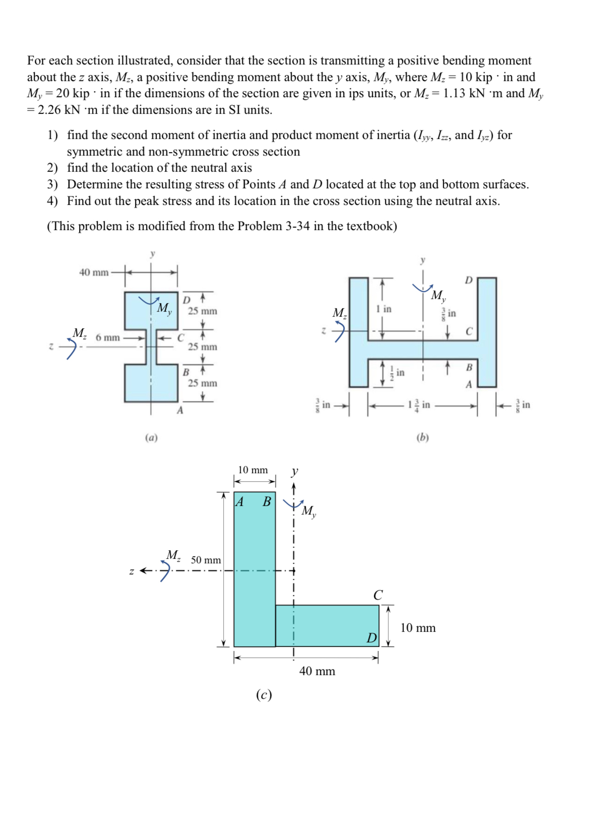 Solved For each section illustrated, consider that the | Chegg.com