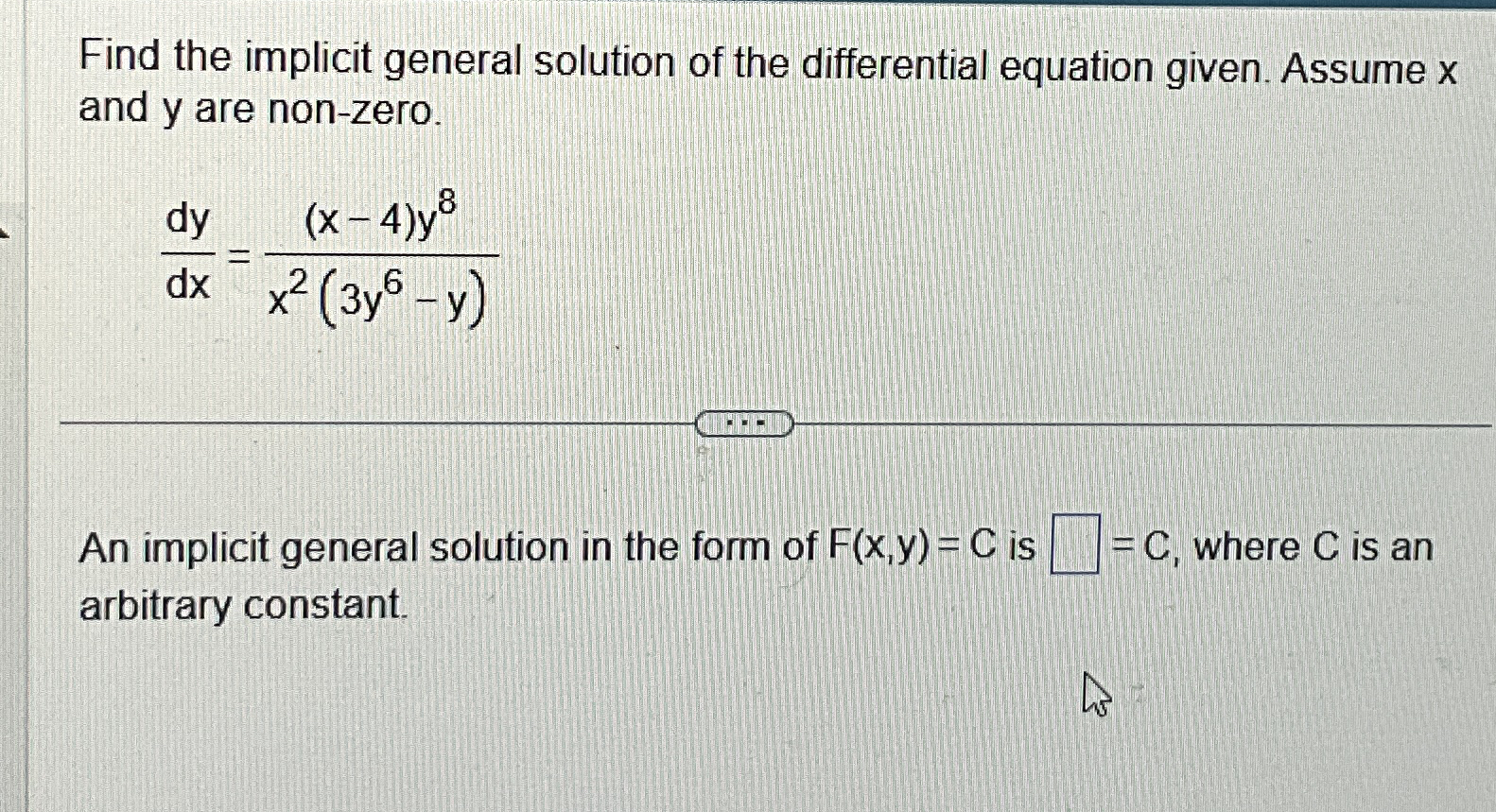 Solved Find the implicit general solution of the | Chegg.com
