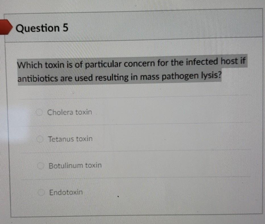 Solved Question 5 Which toxin is of particular concern for | Chegg.com