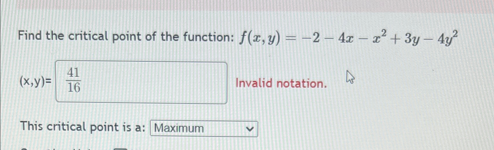 Solved Find the critical point of the function: | Chegg.com