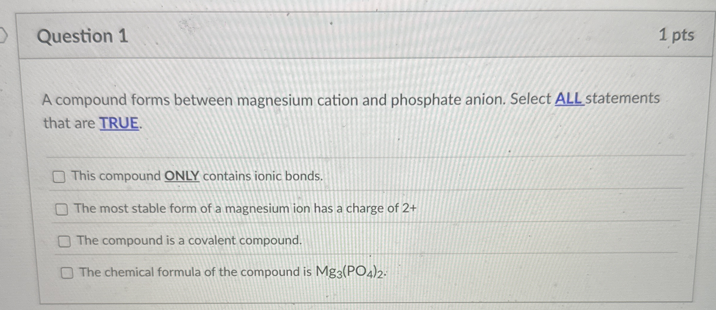 Solved Question 11 ﻿ptsA compound forms between magnesium | Chegg.com