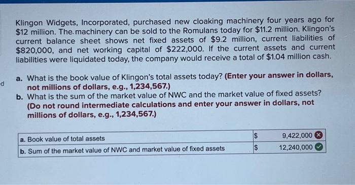 Solved Klingon Widgets, Incorporated, purchased new cloaking | Chegg.com