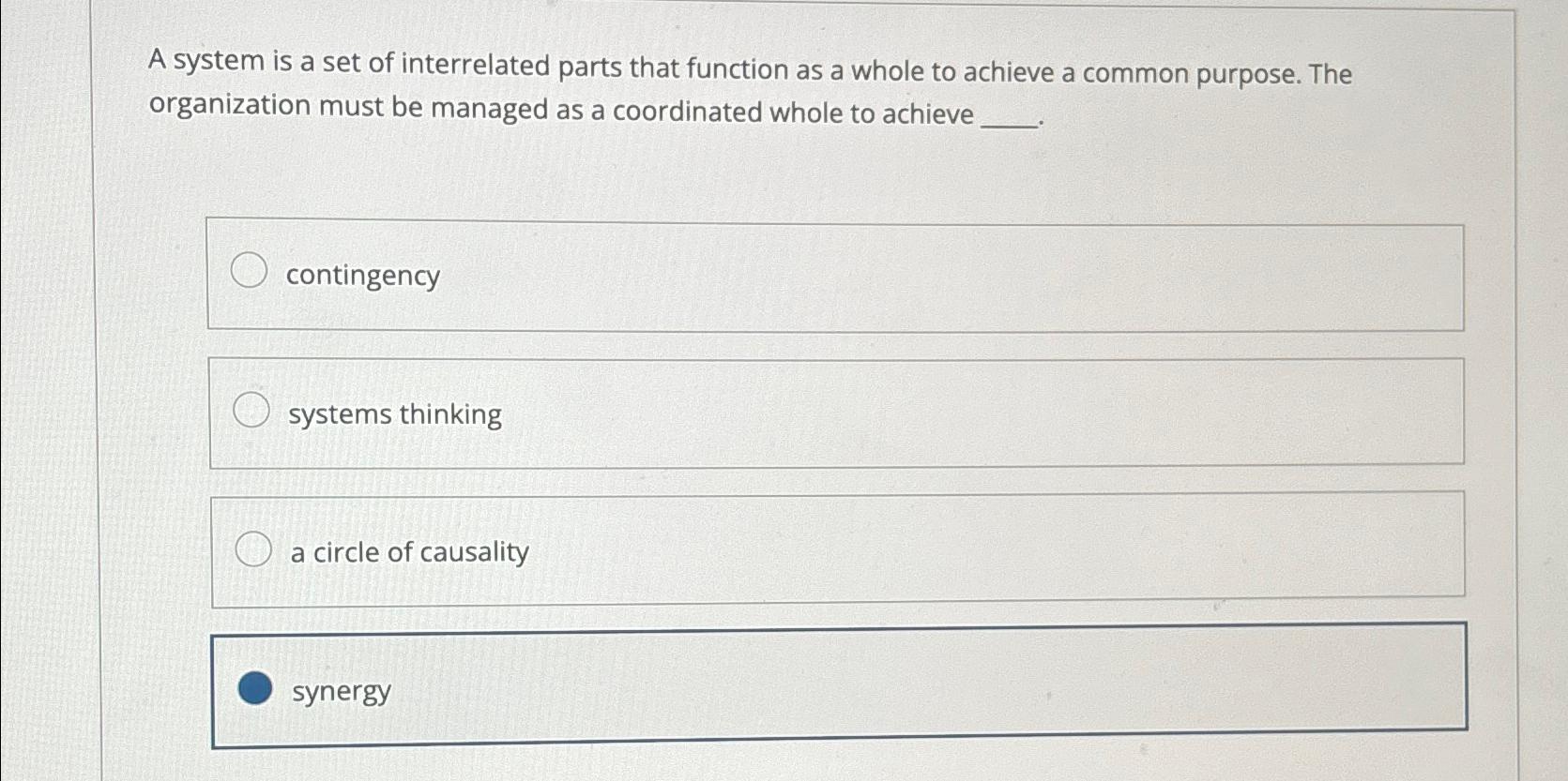 Solved A system is a set of interrelated parts that function | Chegg.com