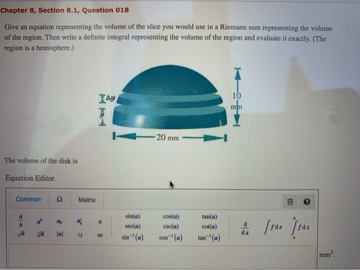 Solved a) volume of the disk isb) the total volume over all | Chegg.com