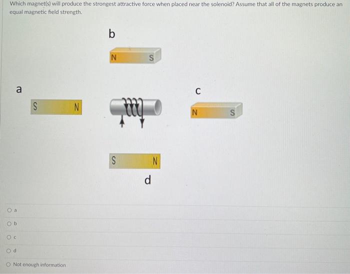 Solved Which magnet(s) will produce the strongest attractive | Chegg.com