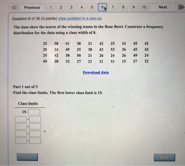Solved Question 4 of 35 (1 point) Give the boundaries of the | Chegg.com