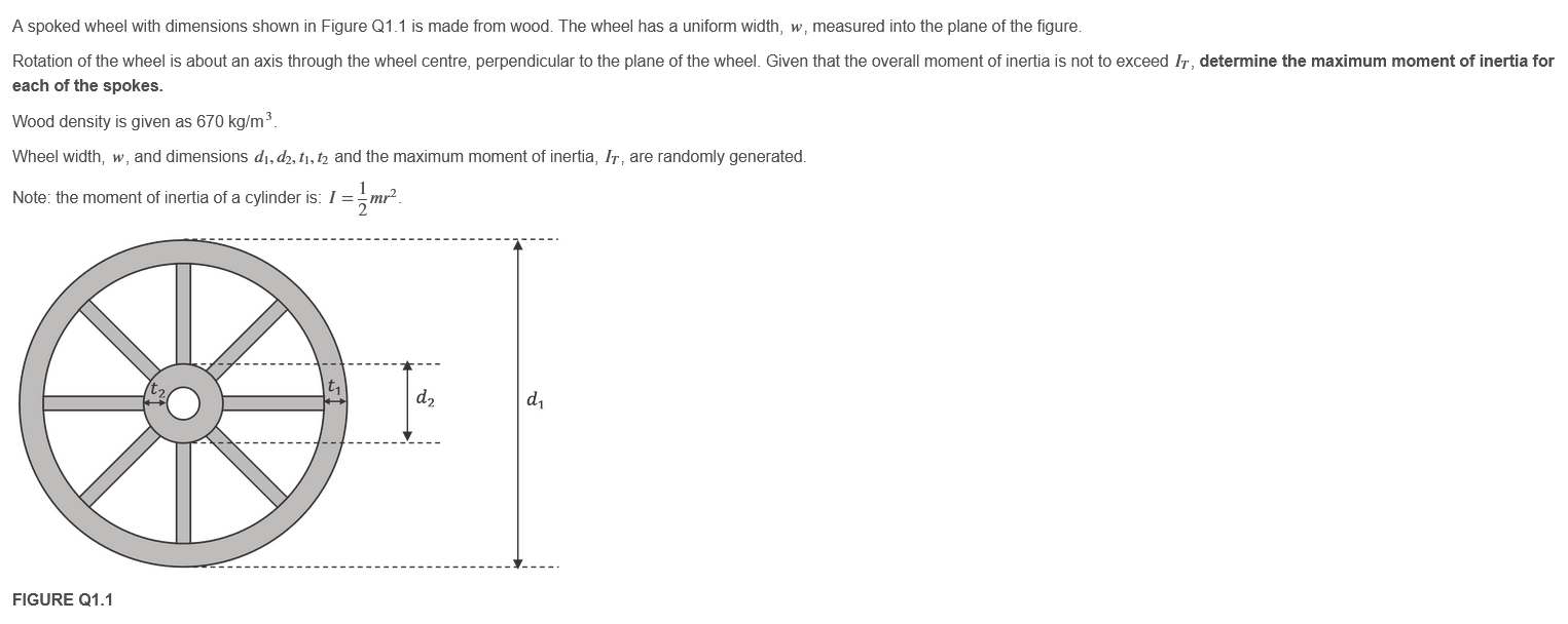 Solved Can i get a matlab code for this question. A spoked | Chegg.com