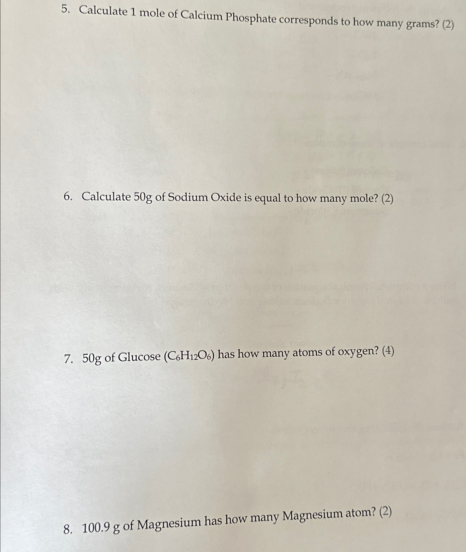 Solved 5. ﻿Calculate 1 ﻿mole of Calcium Phosphate | Chegg.com