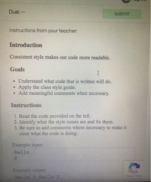 Solved Lab 5.1 - Style open in repl.it back to classroom run | Chegg.com