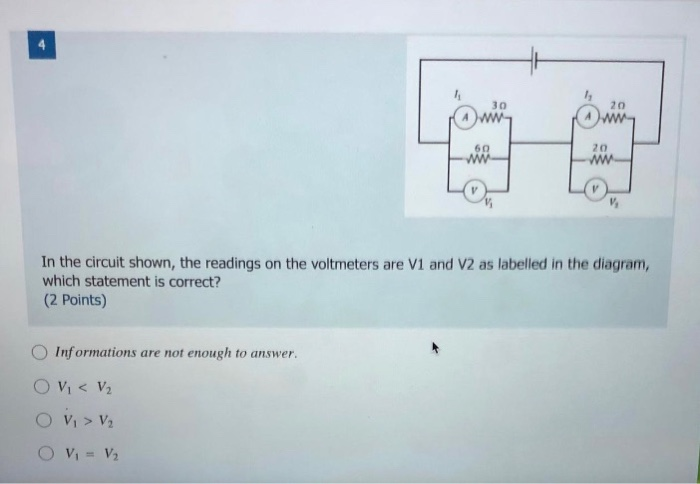 Solved In the circuit shown, the readings on the voltmeters | Chegg.com