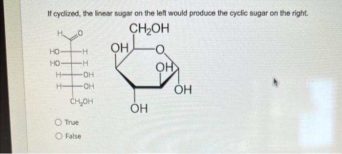Solved If cyclized, the linear sugar on the left would | Chegg.com