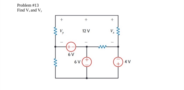 Solved Problem #13 Find V and V + + 12 V V (+) 6V 6V 4V | Chegg.com