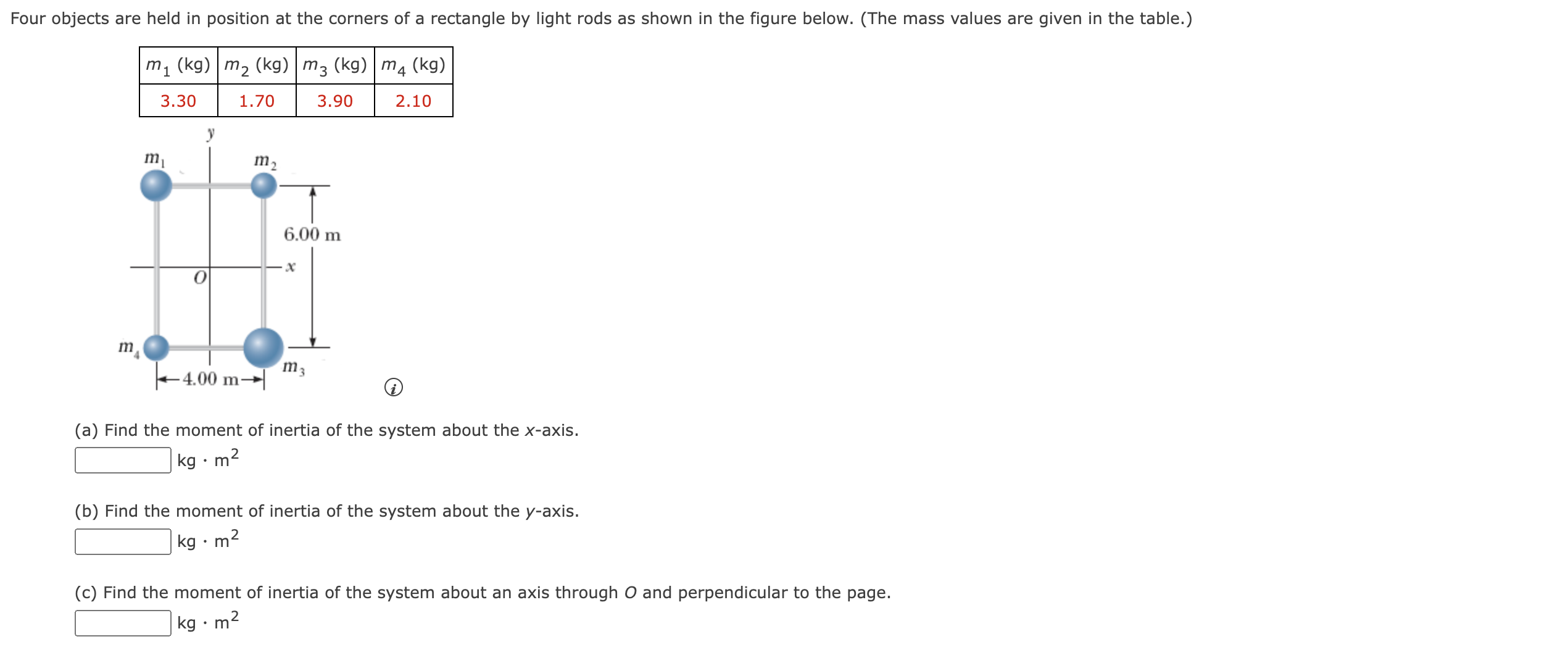 Solved Four objects are held in position at the corners of a | Chegg.com
