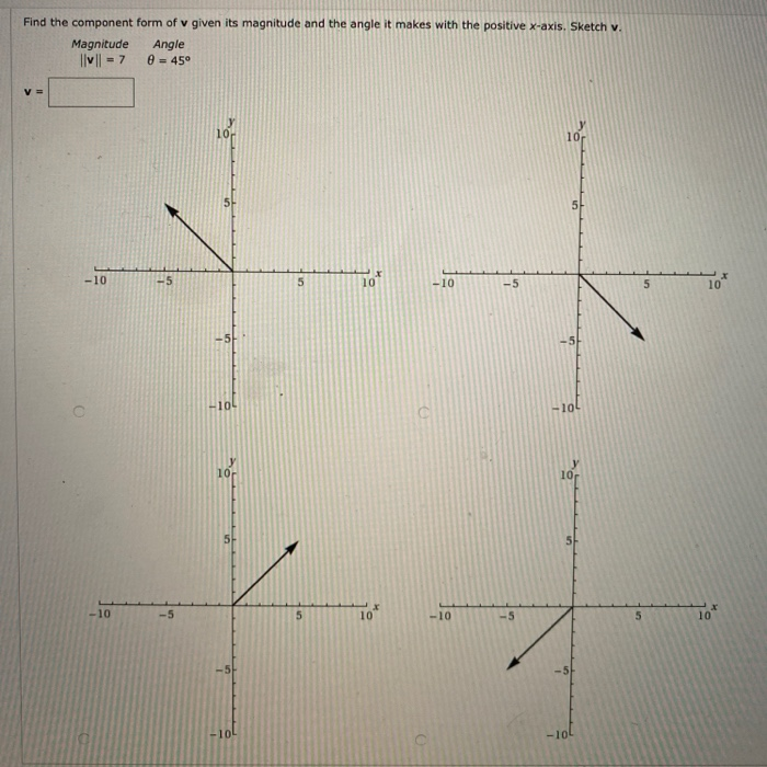 Solved Find the component form of v given its magnitude and | Chegg.com