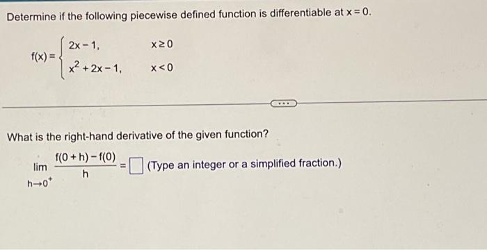 Solved Determine if the following piecewise defined function | Chegg.com