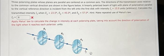 Solved Three polarizing plates whose planes are parallel are | Chegg.com