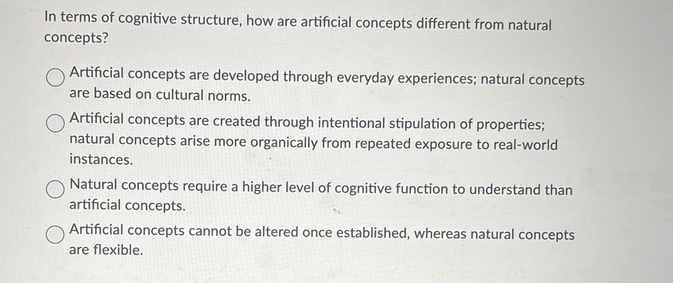 Solved In terms of cognitive structure, how are artificial | Chegg.com