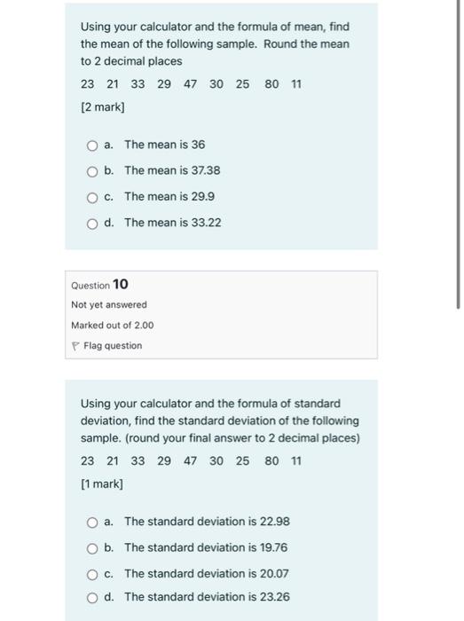 Solved Using your calculator and the formula of mean, find | Chegg.com