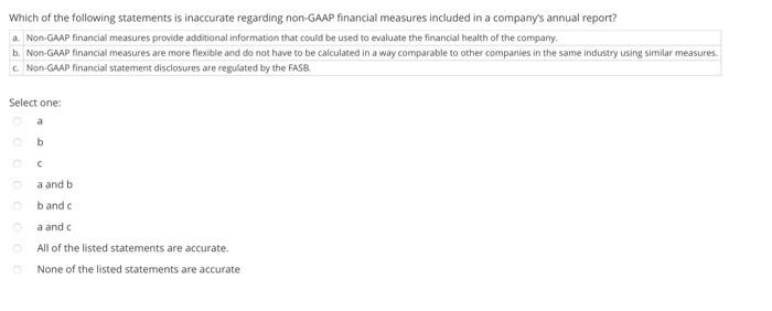 Solved Which of the following statements is inaccurate | Chegg.com