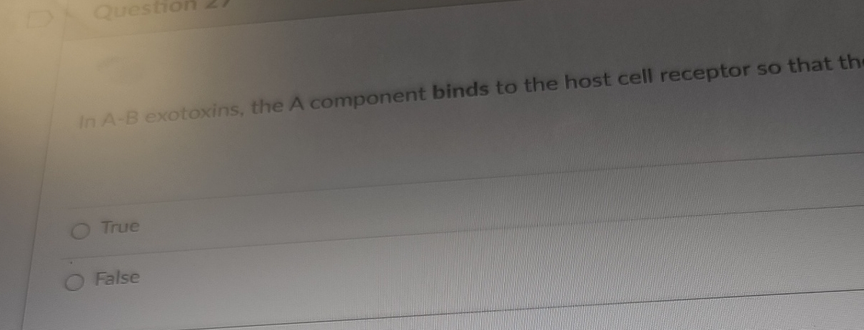 Solved In A-B exotoxins, the A component binds to the host | Chegg.com