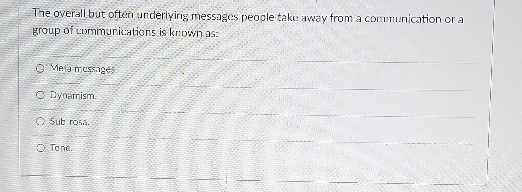 The overall but often underlying messages people take | Chegg.com