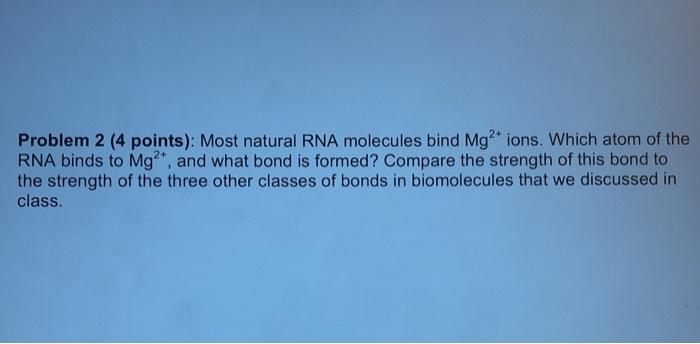 Solved Problem 2 (4 points): Most natural RNA molecules bind | Chegg.com