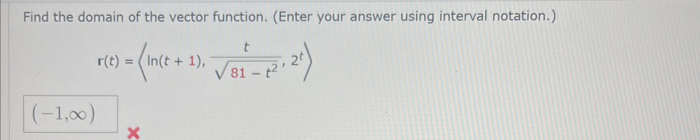 Find the domain of the vector function. (Enter your | Chegg.com
