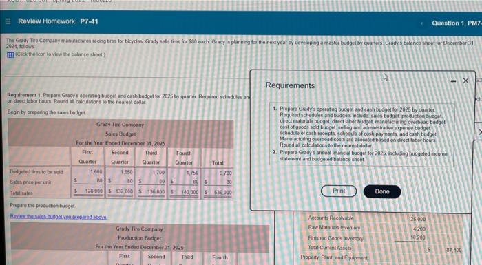 Solved Review Homework: P7-41 Question 1, PM7 The Grady Tre | Chegg.com