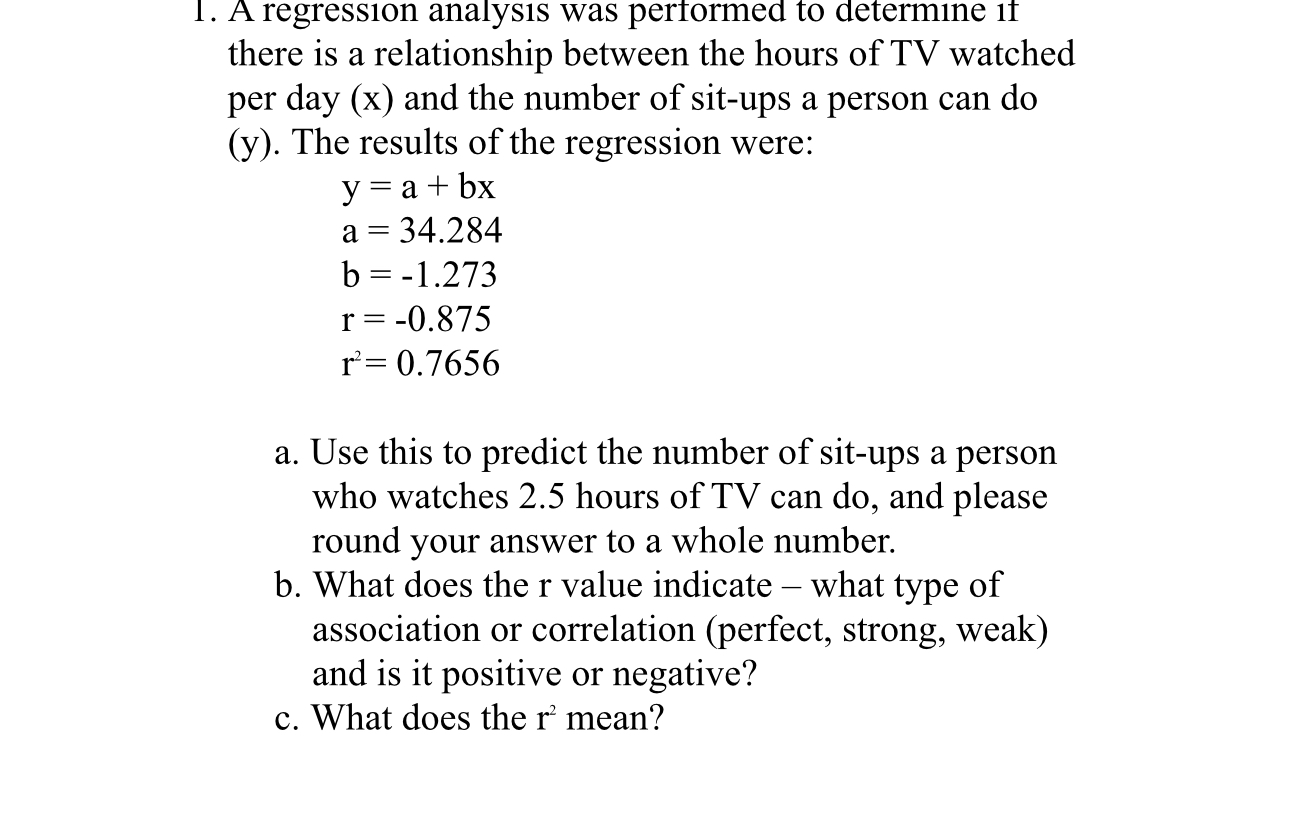 Solved A regression analysis was performed to determine if | Chegg.com