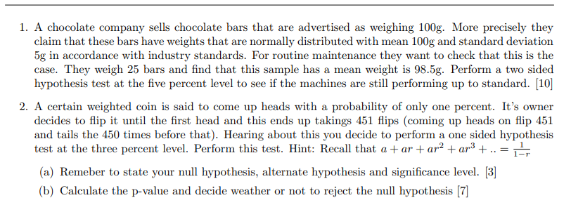 Solved A chocolate company sells chocolate bars that are | Chegg.com