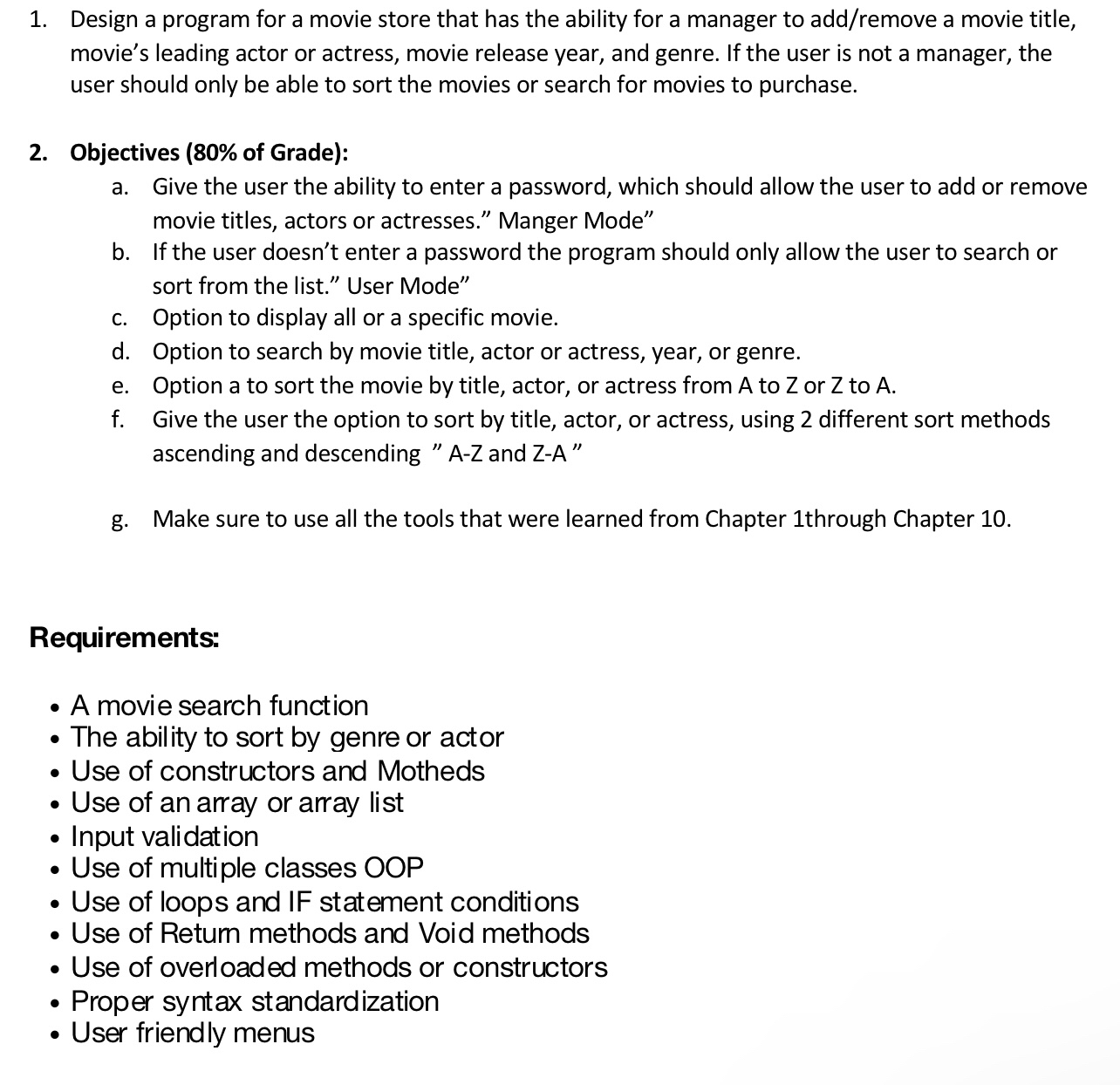 Solved Design a program for a movie store that has the | Chegg.com
