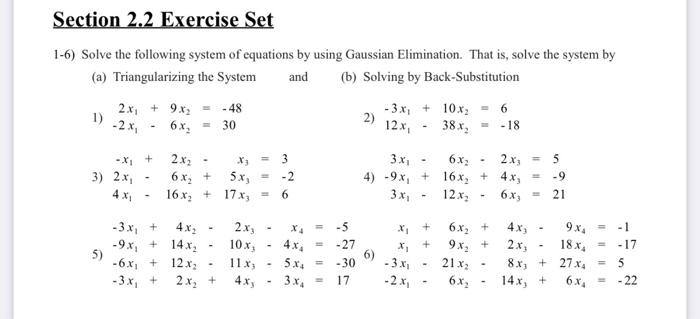 Solved Section 2.2 Exercise Set 1-6) Solve the following | Chegg.com