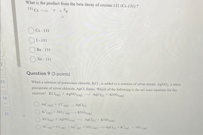 Solved What is the product from the beta decay of cesium-131 | Chegg.com