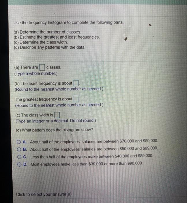 Solved Use the frequency histogram to complete the following | Chegg.com