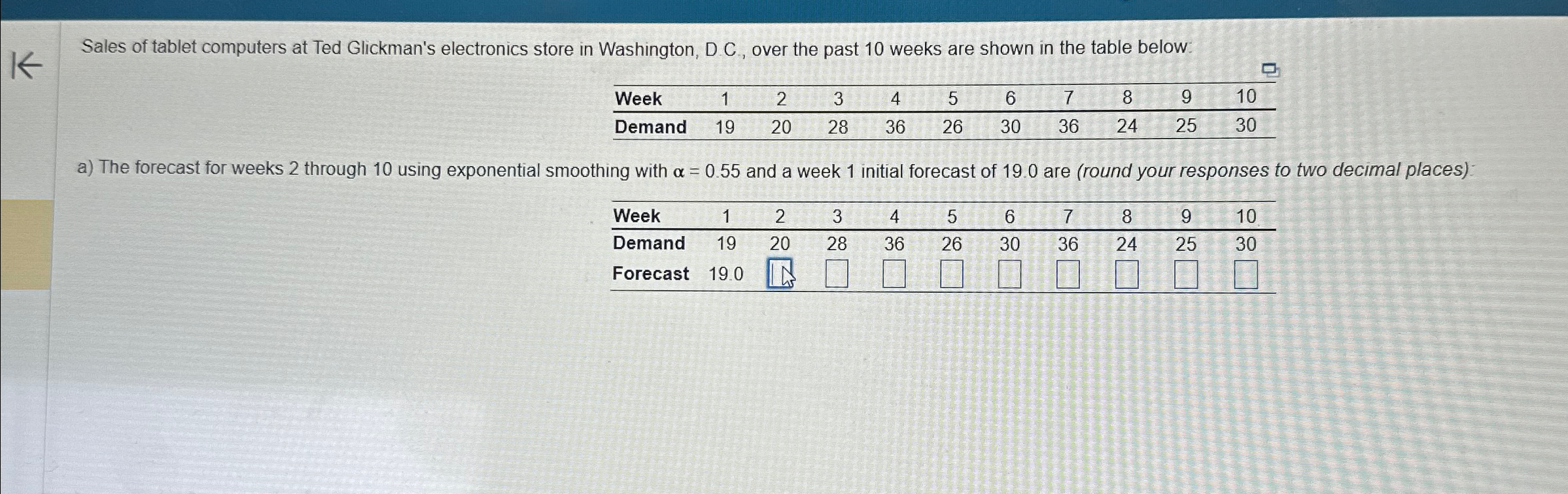 Solved Sales of tablet computers at Ted Glickman's | Chegg.com