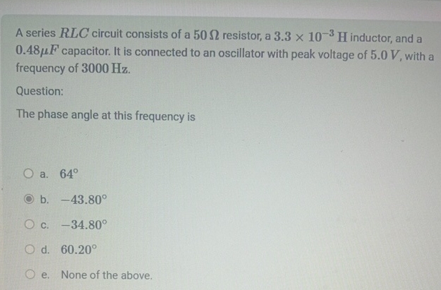 Solved A series RLC ﻿circuit consists of a 50Ω ﻿resistor, a | Chegg.com