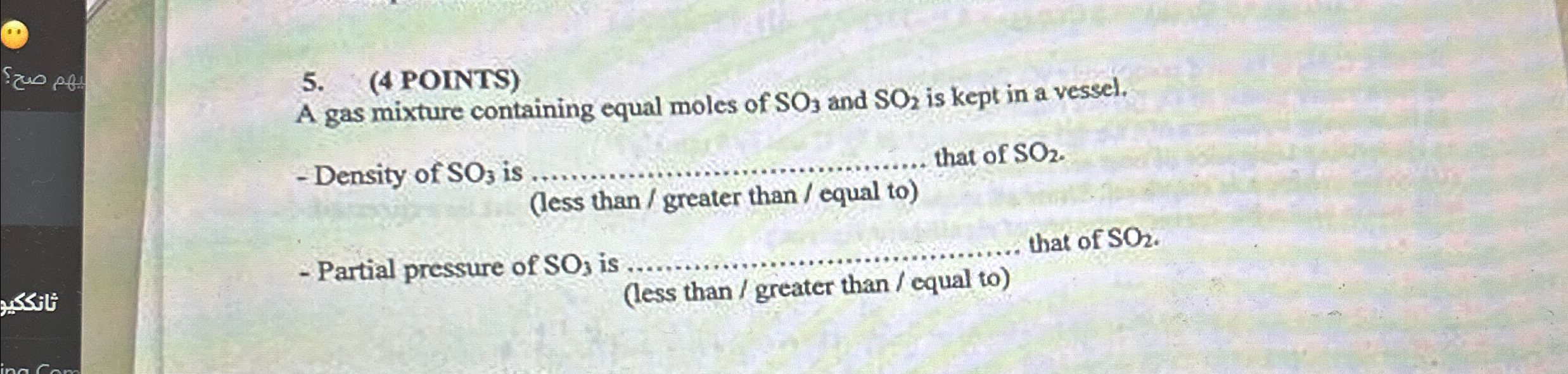 Solved (4 ﻿POINTS)A gas mixture containing equal moles of | Chegg.com