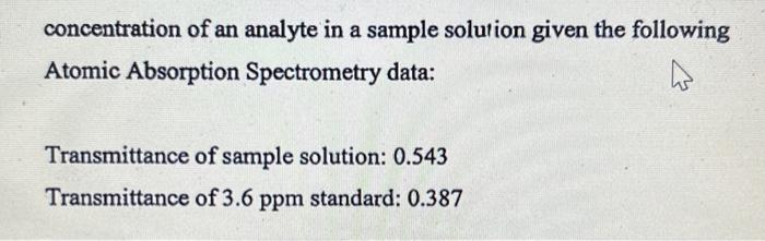 Solved concentration of an analyte in a sample solution | Chegg.com