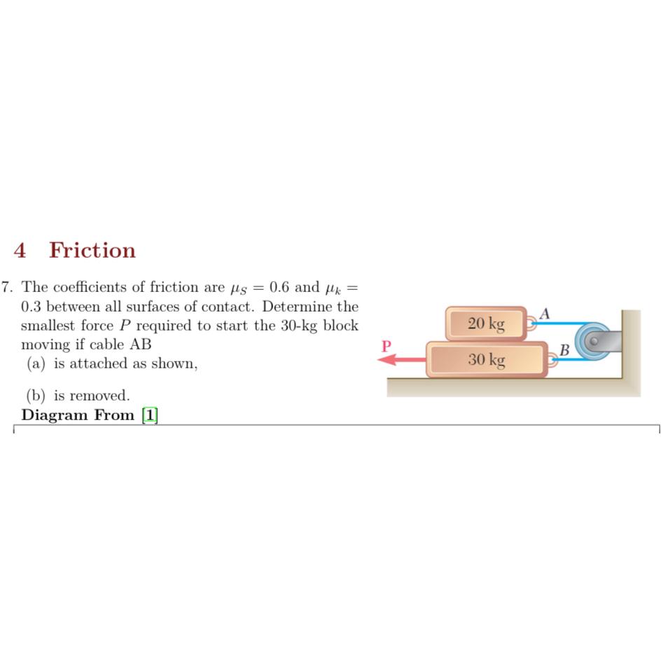 Solved 4 ﻿Friction7. ﻿The coefficients of friction are | Chegg.com