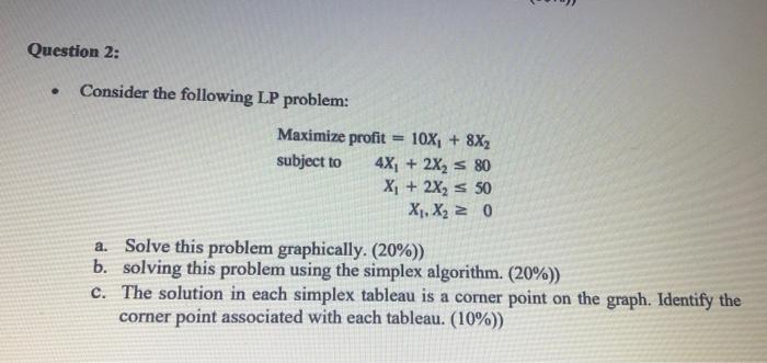 Solved Consider the following LP problem: Maximize profit | Chegg.com