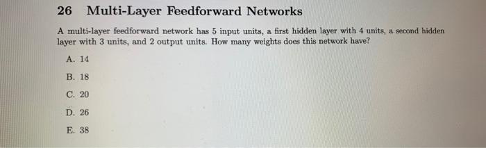 Solved 26 Multi-Layer Feedforward Networks A multi-layer | Chegg.com